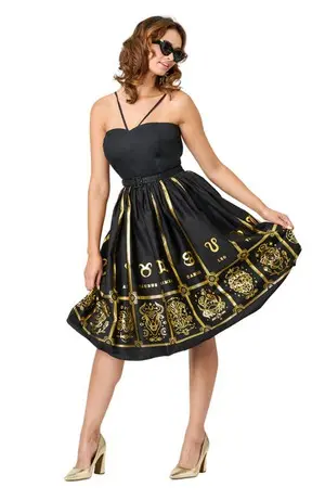 Unique Vintage Sweetheart Halter Swing Dress - Black