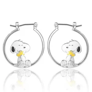 PEANUTS Snoopy And Woodstock Enamel Hoop Earrings