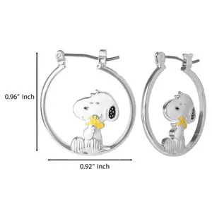 PEANUTS Snoopy And Woodstock Enamel Hoop Earrings