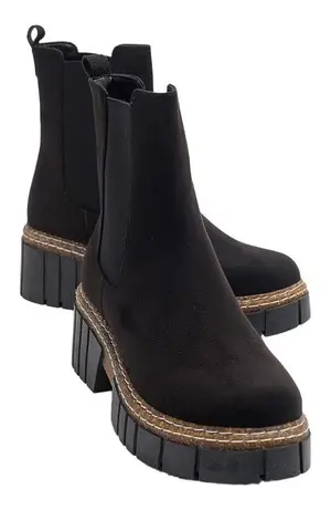 PROLOGUE SHOES Luz Block Heel Boots - Black Suede