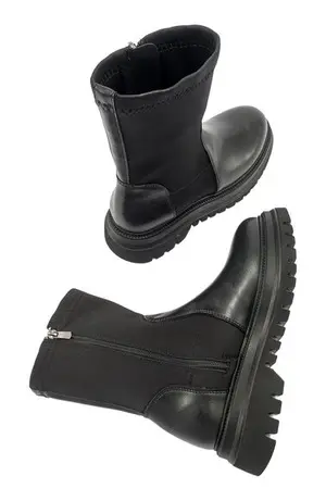 PROLOGUE SHOES Alias Zip Up Boots - Black Faux Leather