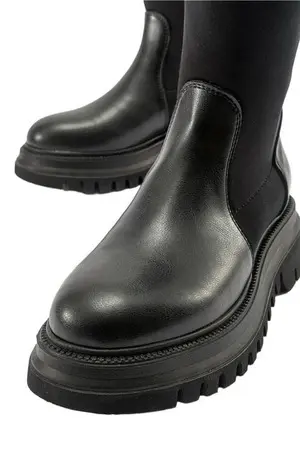 PROLOGUE SHOES Alias Zip Up Boots - Black Faux Leather