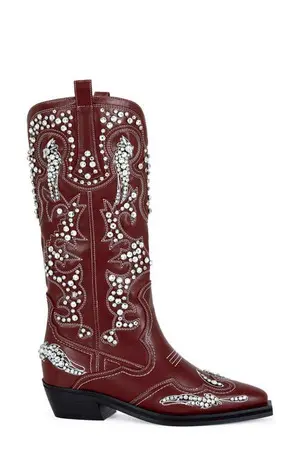 AZALEA WANG Maisie Embellished Western Boots