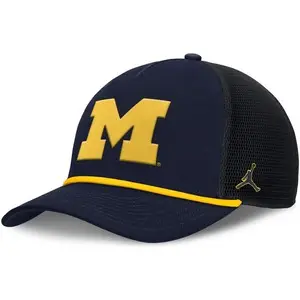 JORDAN BRAND Michigan Wolverines Rise Primetime Trucker Adjustable Hat - Navy
