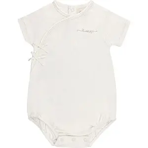 ELY'S & CO. Organic Cotton Amore Pointelle Romper - Ivory/rose Gold