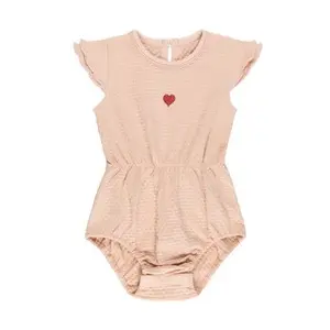 ELY'S & CO. Cotton Embroidered Romper - Heart/pink