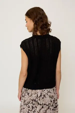 Central Park West Rose Sleeveless Open Stitch Cardigan