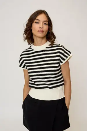 Central Park West Striped Stitch Dolman Top