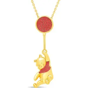 Disney Winnie The Pooh Swinging Balloon Pendant Necklace - Yellow, Red
