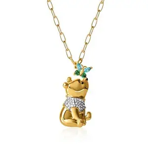 Disney Winnie The Pooh Butterfly Pendant Necklace - Gold