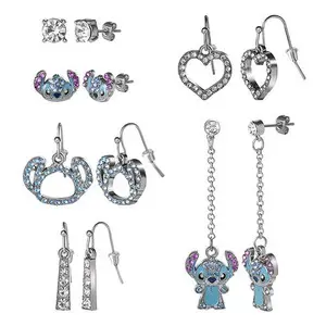 Disney Silver-plated Stitch Earring Set - Silver, Blue