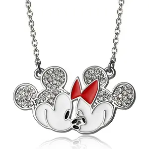 Disney Mickey And Minnie Mouse Fashion Necklace - Silver