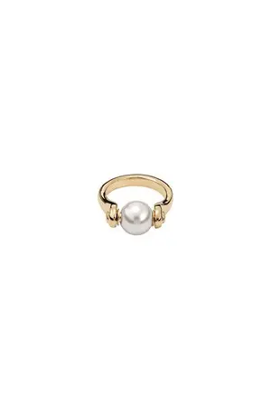 UNODE50 Pearl Accent Band Ring - Gold