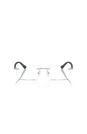 Armani Exchange Rectangle Rimless Eyeglasses - Silver