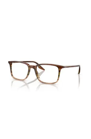 Ray-ban 53mm Rectangle Full Rim Eyeglasses Brown