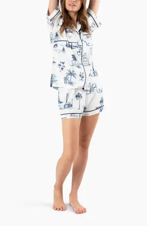 KATIE KIME Charleston Toile Shorts Set - Navy