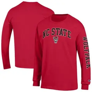 Champion Nc State Wolfpack Arch Over Logo 2-hit Long Sleeve T-shirt - Red