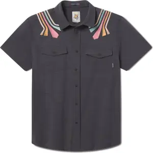BAJA LLAMA Retro Raysdissident Western Front Snap Button Up - Charcoal