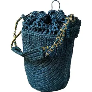 ZANATANY CONCEPTS Buckety Raffia Bag - Blue
