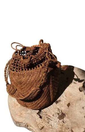ZANATANY CONCEPTS Buckety Raffia Bag - Blue