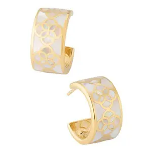 JAN LESLIE Petal Gemstone Huggie Earrings - White