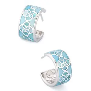 JAN LESLIE Petal Gemstone Sterling Silver Huggie Earrings - Blue