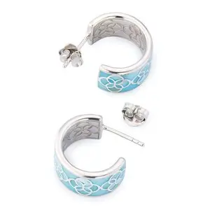 JAN LESLIE Petal Gemstone Sterling Silver Huggie Earrings