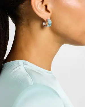 JAN LESLIE Petal Gemstone Sterling Silver Huggie Earrings