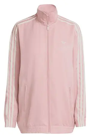 Adidas Ruffle 3-stripes Satin Track Jacket - Wonder Mauve