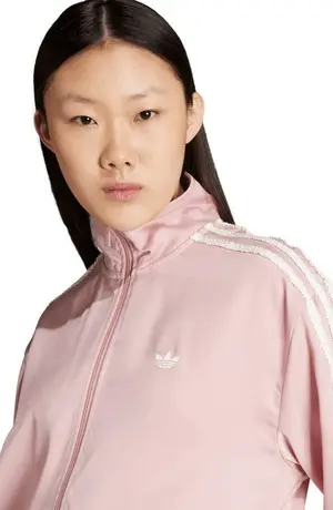 Adidas Ruffle 3-stripes Satin Track Jacket - Wonder Mauve