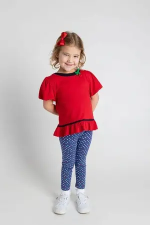 FLORENCE EISEMAN Polka Dot Cherry Printed Knit Leggings