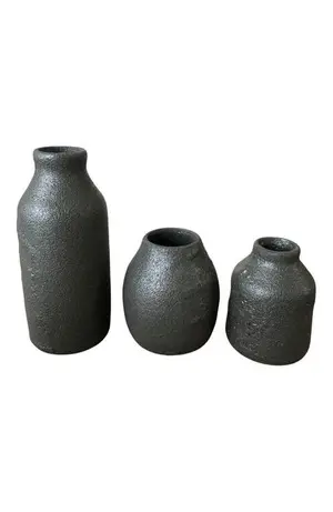 GINA DESANTIS CERAMICS Small Bottle Crater Vase - Black