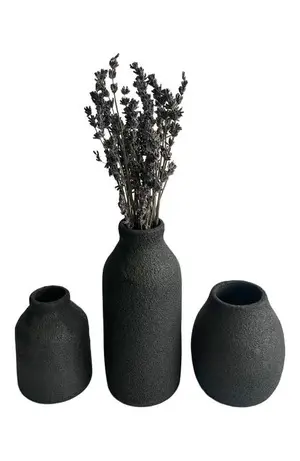 GINA DESANTIS CERAMICS Tall Bottle Crater Vase - Black