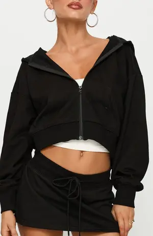 Princess Polly Revive Crop Zip-up Hoodie