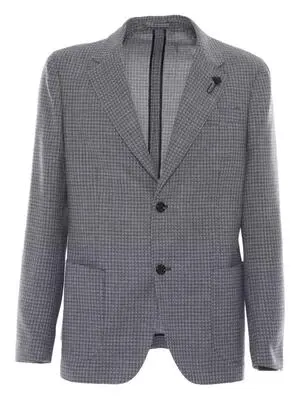 LARDINI Micro-check Single-breasted Blazer
