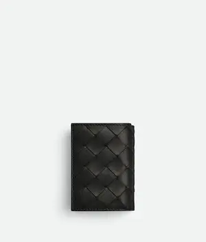 BOTTEGA  VENETA Intrecciato Tiny Tri-fold Wallet - Black