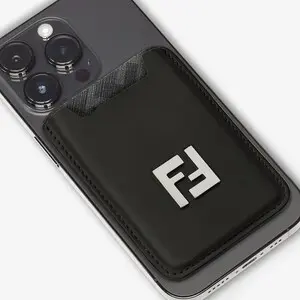 Fendi Ff Squared Magsafe Card Holder - Black