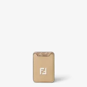 Fendi Ff Squared Magsafe Card Holder - Beige