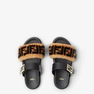 Fendi Ff Baguette Mink Slides - Multicolour
