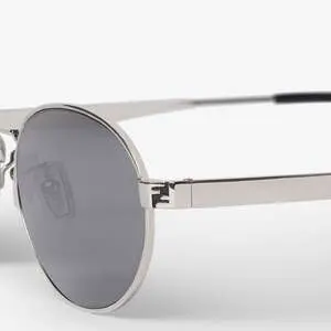 Fendi Palladium Finish Oval Sunglasses - Grey