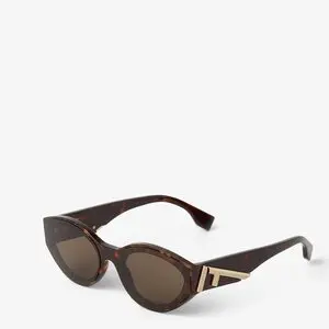 Fendi Havana Acetate Oval Sunglasses - Brown