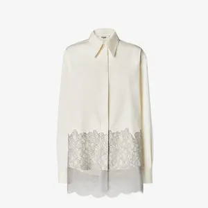 Fendi Oversized Shirt With Lace Embroidery