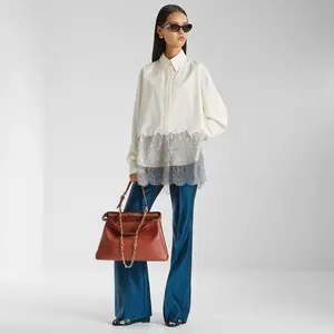 Fendi Oversized Shirt With Lace Embroidery