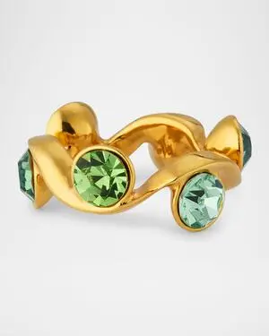 Oscar De La Renta Crystal Wave Ring - Green Multi
