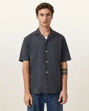ALLSAINTS Robson Short Sleeve Ramskull Shirt Phantom Blue
