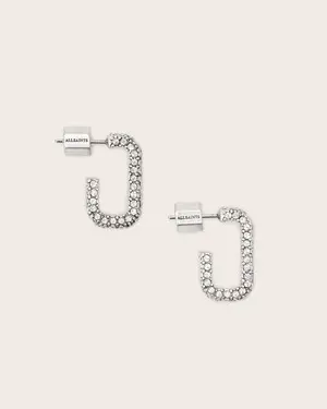 ALLSAINTS AllSaints Pave Hex Earrings Warm Silver