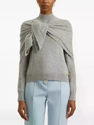Oscar De La Renta Knot-detail Mock-neck Sweater - Grey