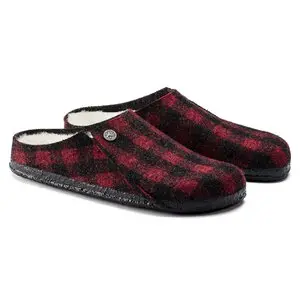 BIRKENSTOCK Zermatt Shearling Felt Slippers - Plaid Red