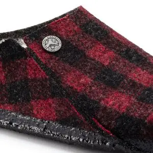 BIRKENSTOCK Zermatt Shearling Felt Slippers - Plaid Red