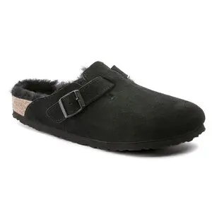 BIRKENSTOCK Boston Shearling Suede Clogs - Black